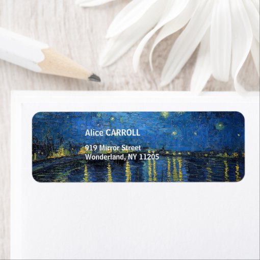 Vincent van Gogh - Starry Night Over the Rhone Label | Zazzle