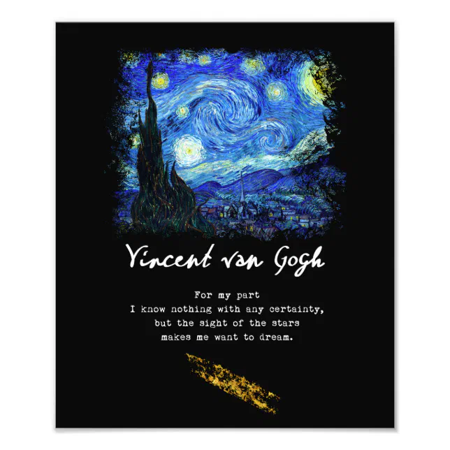Vincent Van Gogh. Starry Night Painting Poem Art Photo Print | Zazzle