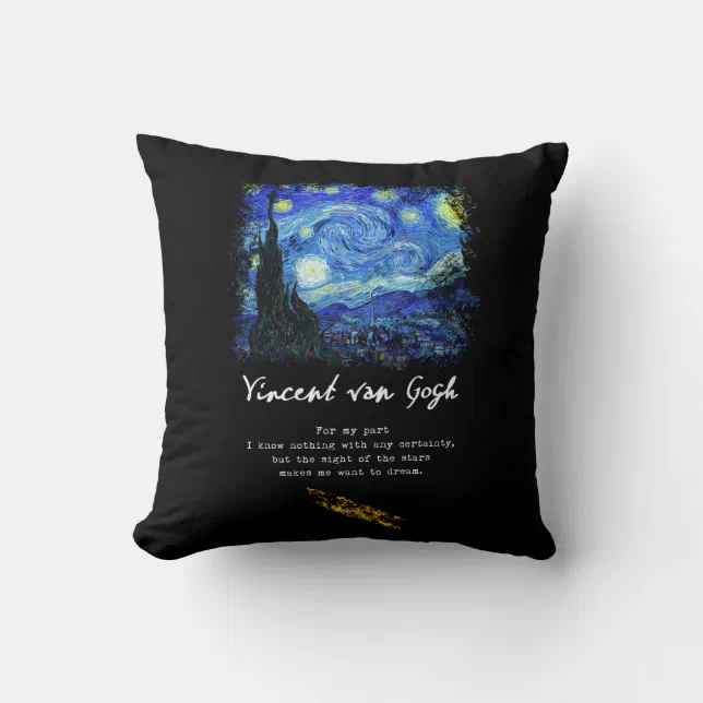 Vincent Van Gogh. Starry Night Painting Poem Art Throw Pillow | Zazzle