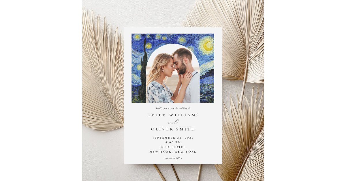 Vincent Van Gogh Starry Night Photo Wedding Invitation | Zazzle