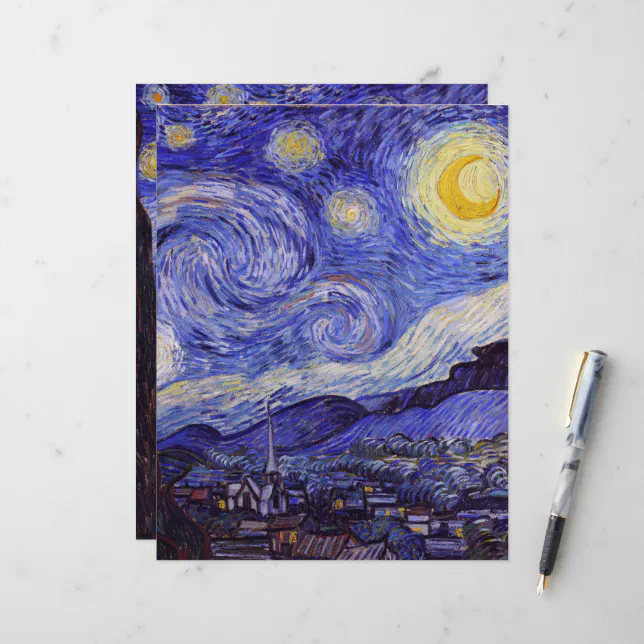 Vincent Van Gogh Starry Night Scrapbook Paper | Zazzle