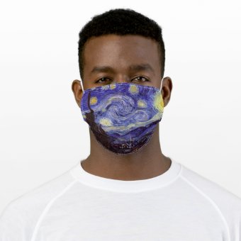 Vincent Van Gogh Starry Night Vintage Fine Art Adult Cloth Face Mask ...