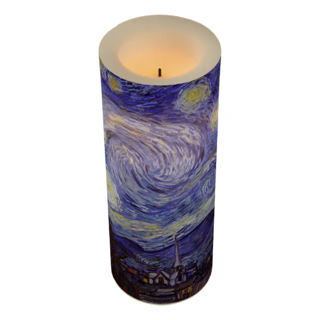 Vincent Van Gogh Starry Night Vintage Fine Art Flameless Candle | Zazzle
