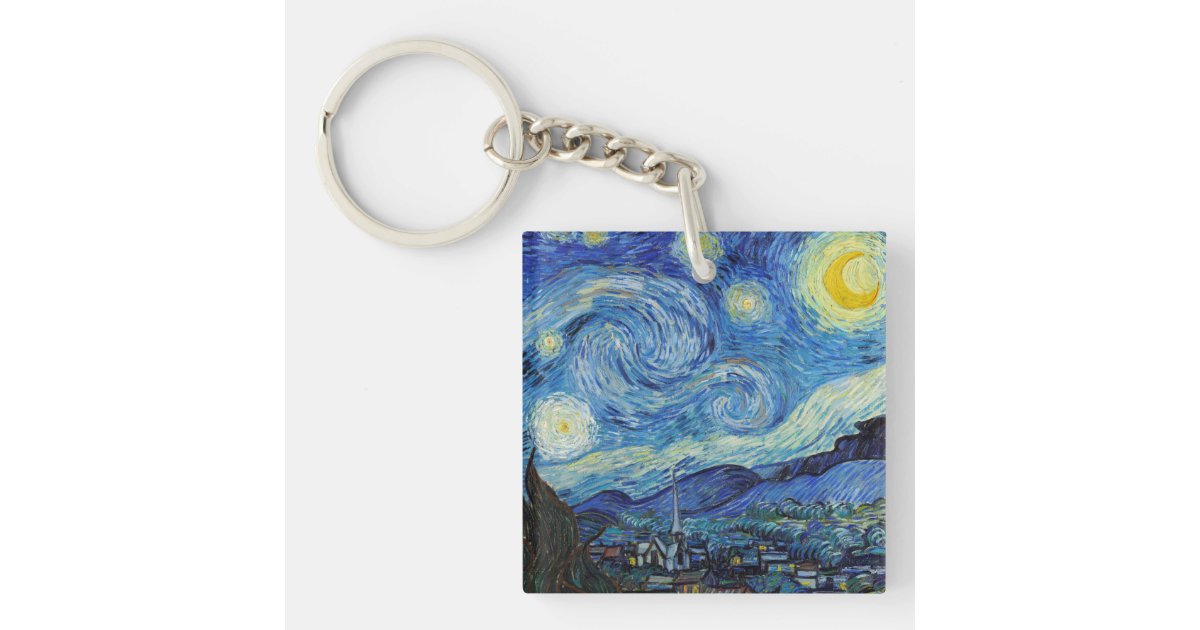 Vincent Van Gogh Starry Night Vintage Fine Art Keychain | Zazzle