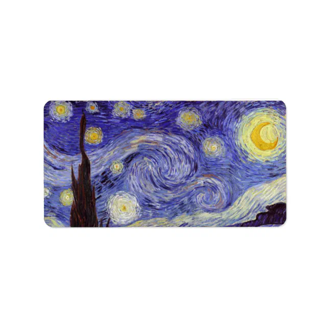 Vincent Van Gogh Starry Night Vintage Fine Art Label | Zazzle