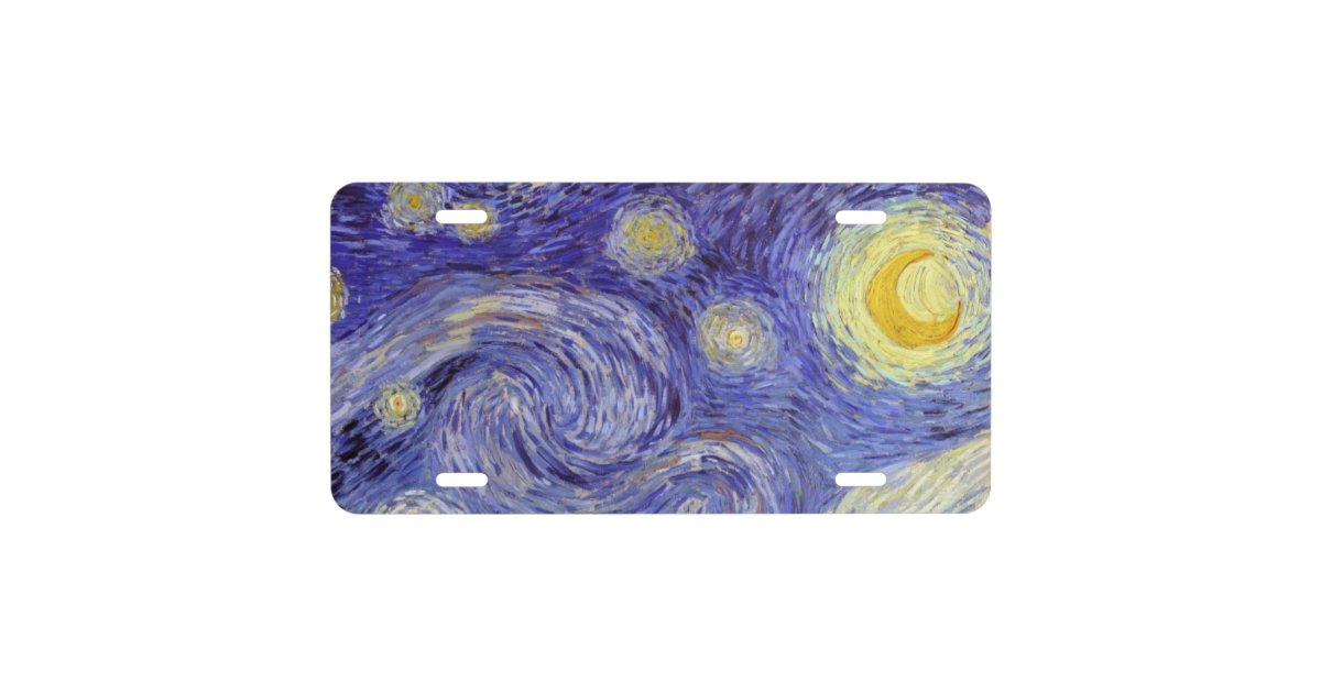 Vincent Van Gogh Starry Night Vintage Fine Art License Plate | Zazzle