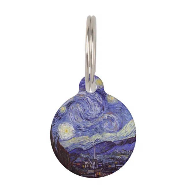 Vincent Van Gogh Starry Night Vintage Fine Art Pet Tag | Zazzle
