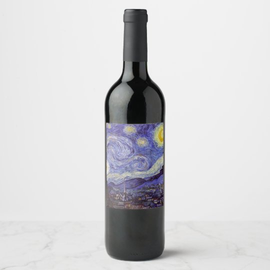 Vincent Van Gogh Starry Night Vintage Fine Art Wine Label | Zazzle.com