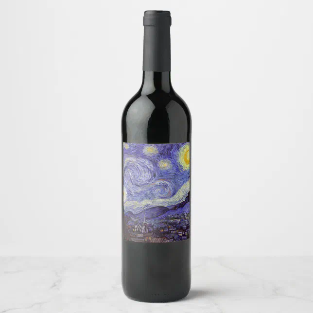 Vincent Van Gogh Starry Night Vintage Fine Art Wine Label | Zazzle