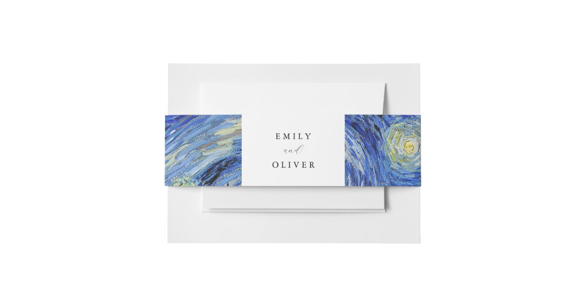 Vincent Van Gogh Starry Night Wedding Invitation Belly Band | Zazzle
