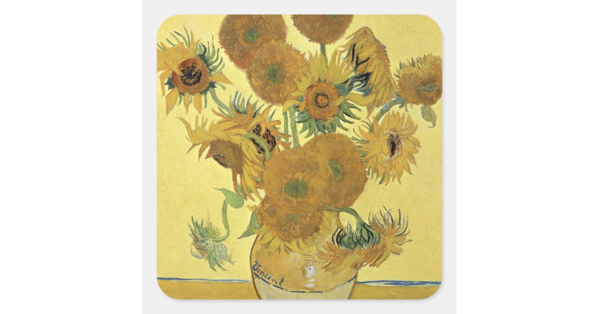Vincent van Gogh | Sunflowers, 1888 Square Sticker | Zazzle