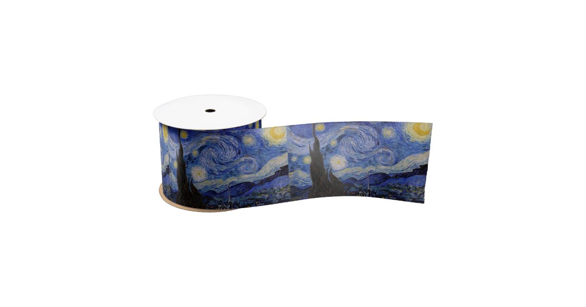 Vincent Van Gogh - The Starry night Satin Ribbon | Zazzle