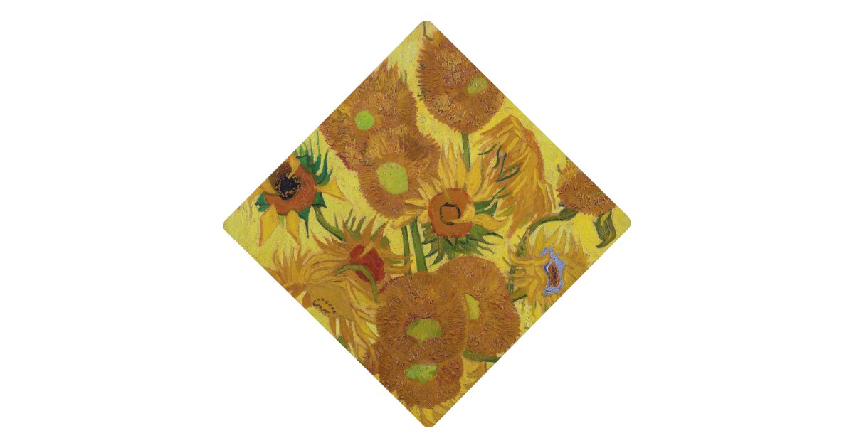Vincent van Gogh - Vase with Fifteen Sunflowers Graduation Cap Topper ...