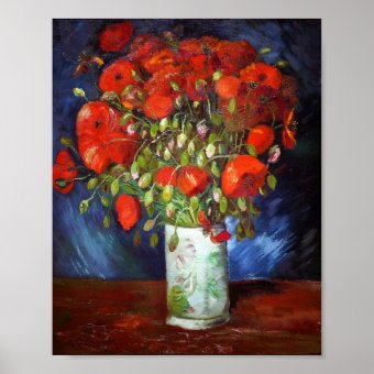 Vincent Van Gogh Vase with Red Poppies Fine Art Poster | Zazzle