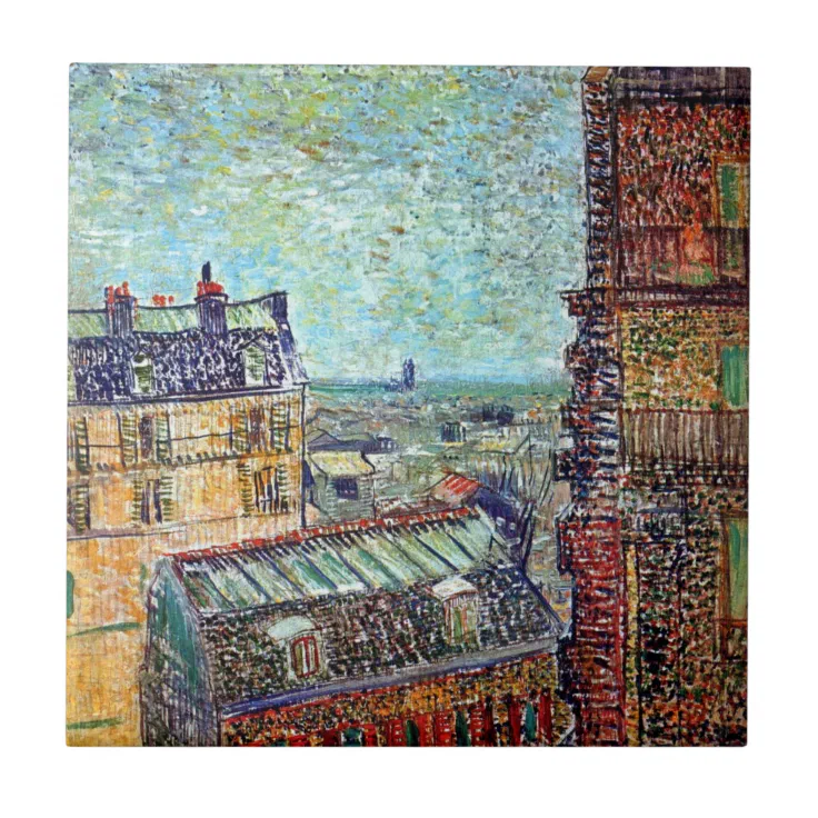 Vincent Van Gogh - View Of Paris Pointillism Art Ceramic Tile | Zazzle