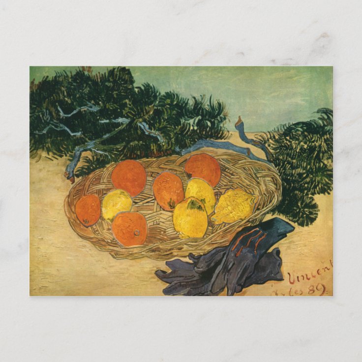 Vincent van Gogh's Basket of Fruit and Gloves 1889 Postcard | Zazzle