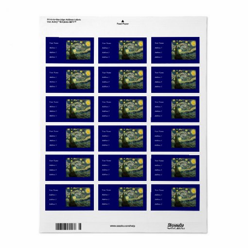 Vincent van Gogh's The Starry Night (1889) Label | Zazzle
