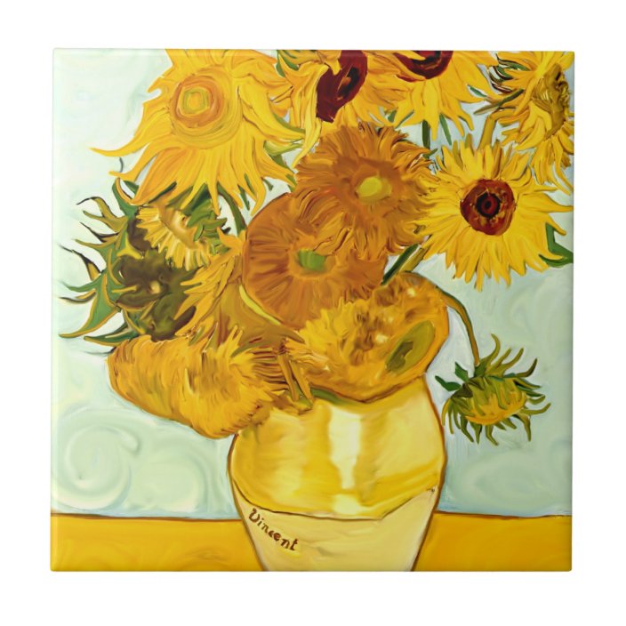 Vincent Van Gogh's Yellow Sunflower Painting 1888 Tile | Zazzle.com