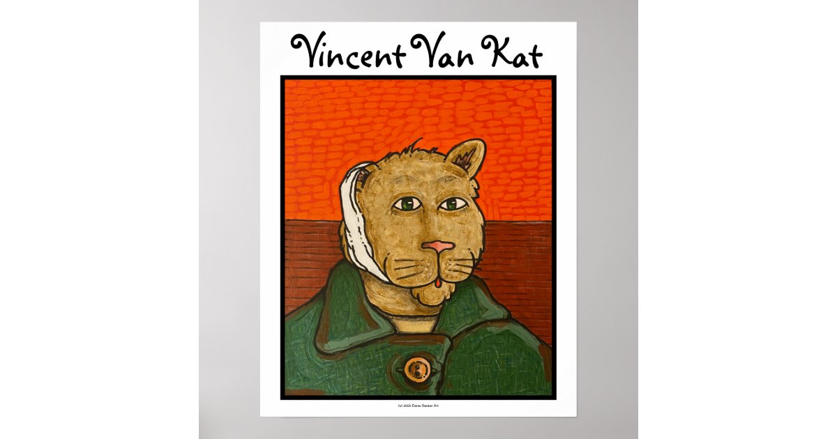 Vincent Van Kat humorous cat poster | Zazzle