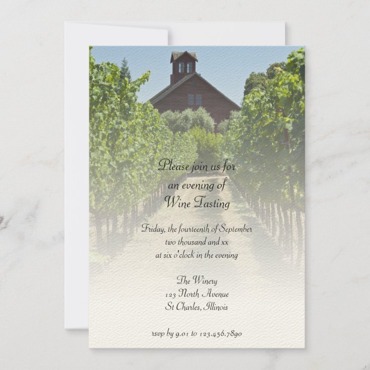Vineyard and Barn Wine Tasting Party Invitation | Zazzle
