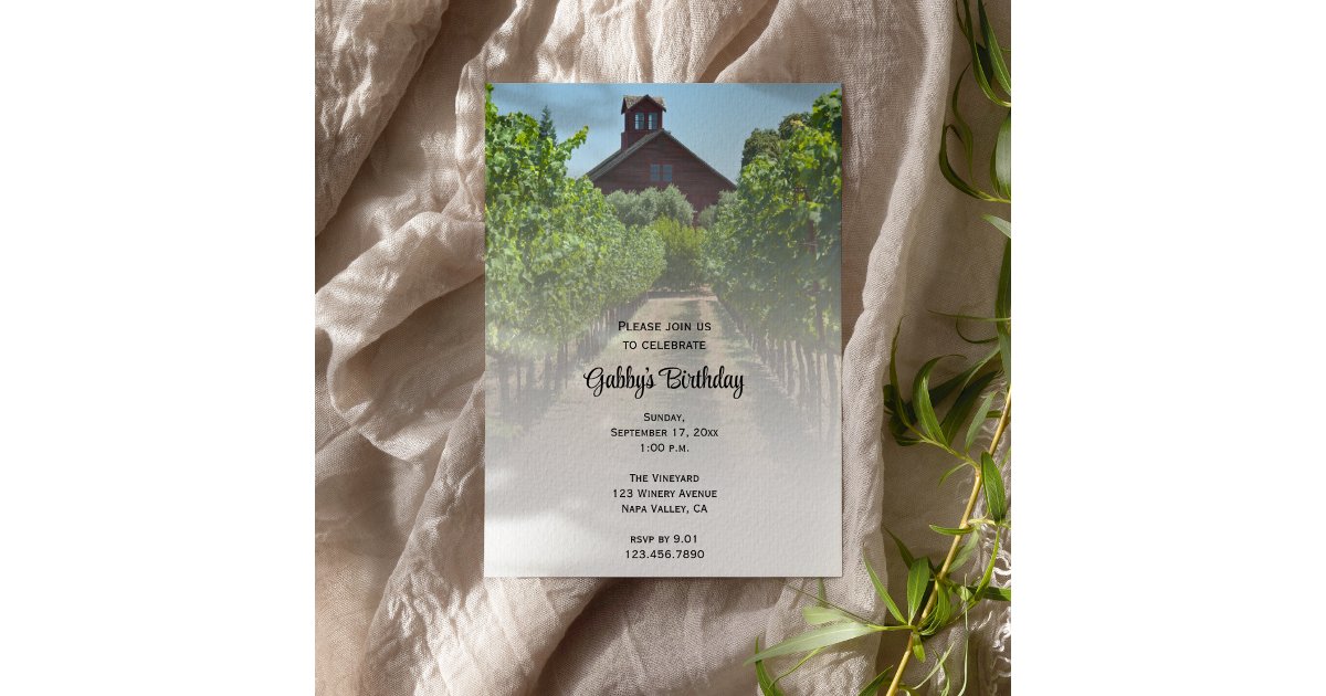 Vineyard and Red Barn Birthday Party Invitation | Zazzle