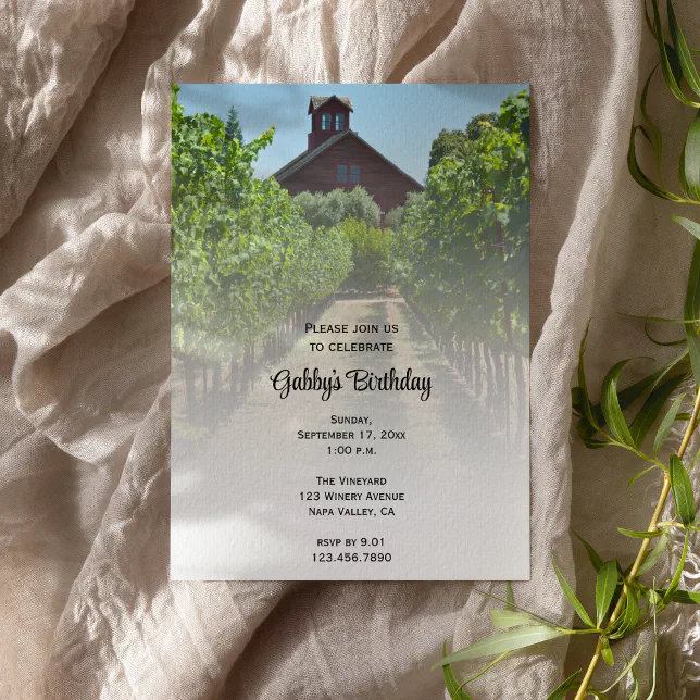 Vineyard and Red Barn Birthday Party Invitation | Zazzle