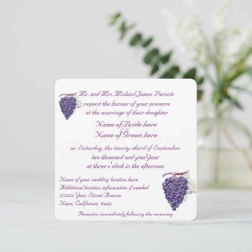 Vineyard Grapes Wedding Invitation | Zazzle