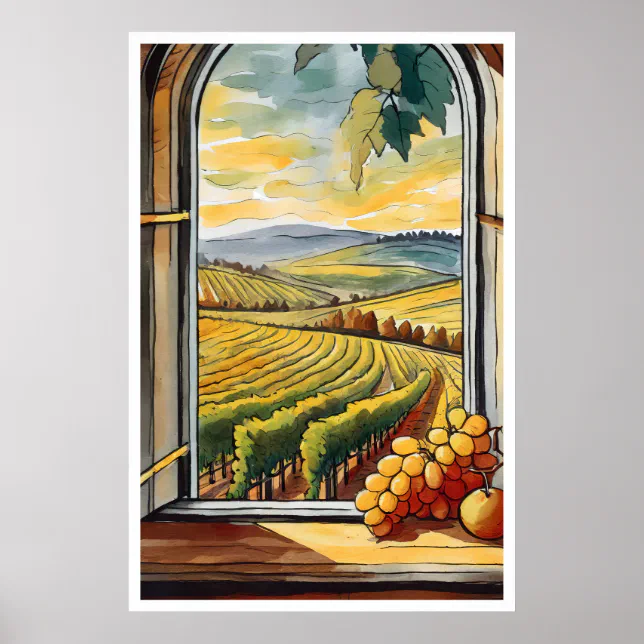 Vineyard through a Window Autumn / Fall Poster | Zazzle