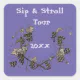 Vineyard Tour Grape Vine Sip & Stroll Event Square Sticker | Zazzle