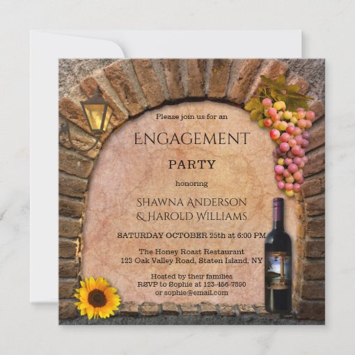 Vineyard Wine Theme Engagement Party Invitation | Zazzle