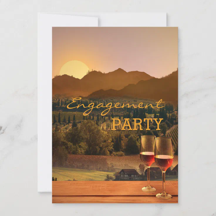 Vineyard Wine Theme Engagement Party Invitation | Zazzle