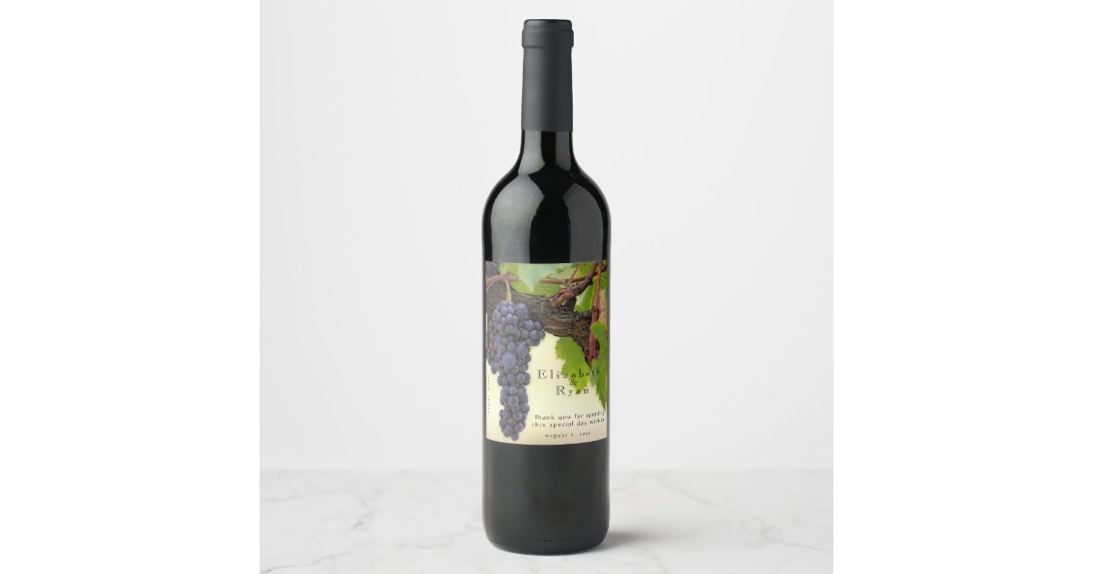 Vineyard, Winery, Purple Grapes Custom Wine Label | Zazzle
