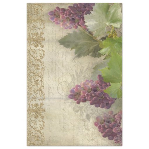 Vineyard Winery Wine Grapes Script Ephemera Tissue Paper | Zazzle