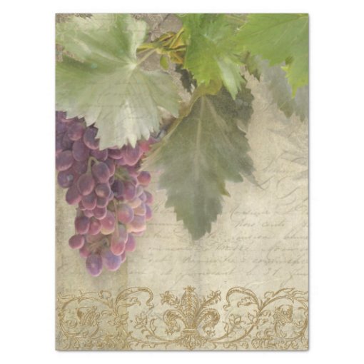 Vineyard Winery Wine Grapes Script Ephemera Tissue Paper | Zazzle