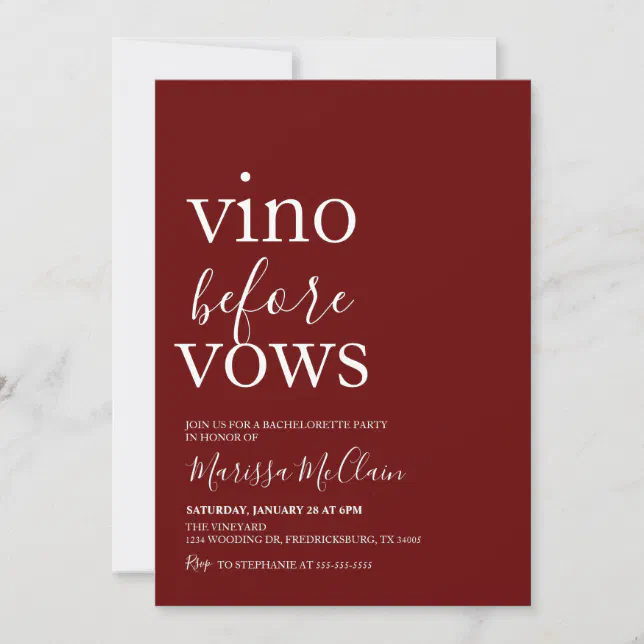 Vino Before Vows Wine Invitation | Zazzle