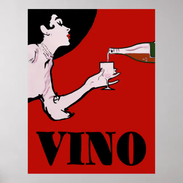 Vino- Wine Vintage Lady Posters | Zazzle
