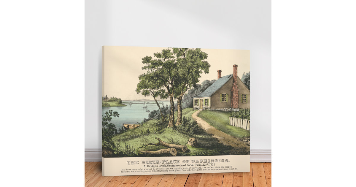 Vintage 1732 Birthplace of George Washington Canvas Print | Zazzle