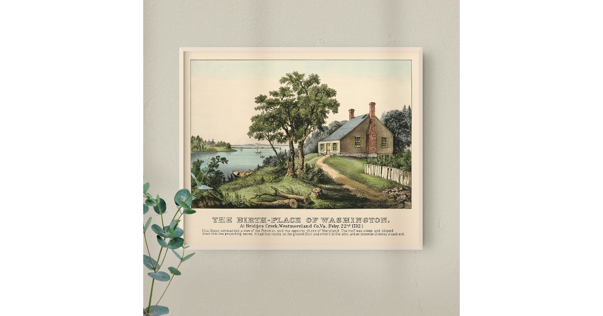 Vintage 1732 Birthplace of George Washington Poster | Zazzle