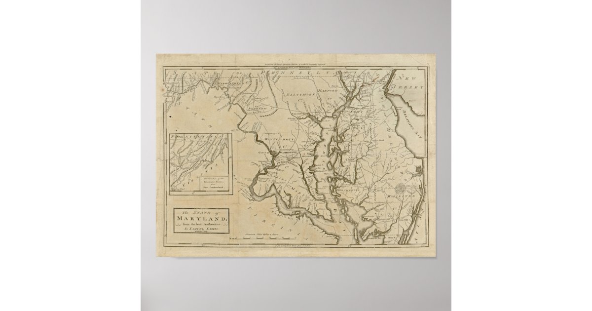 Vintage 1795 Maryland Map Poster | Zazzle