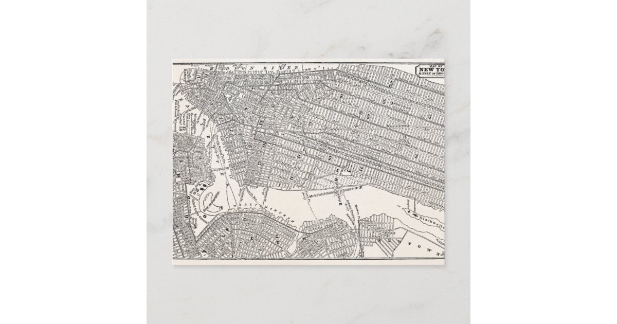 Vintage 1800s New York City Brooklyn Map NYC Maps Postcard | Zazzle