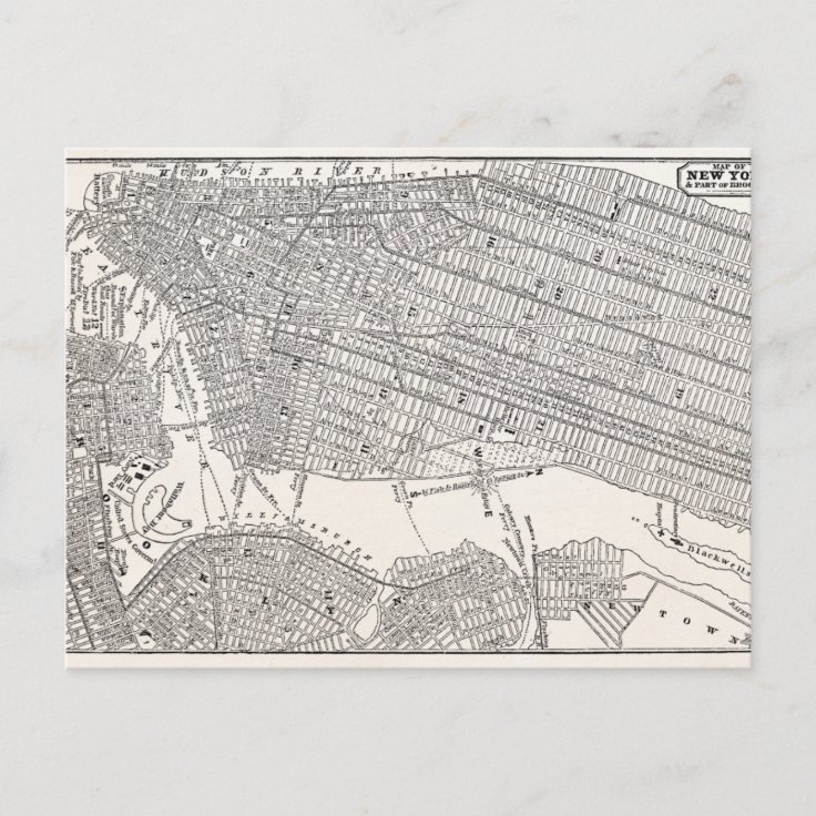 Vintage 1800s New York City Brooklyn Map NYC Maps Postcard | Zazzle