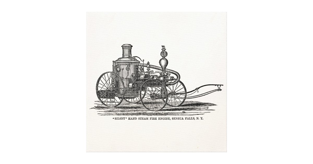Vintage 1800s Steam Fire Engine Antique Fire Truck Canvas Print | Zazzle