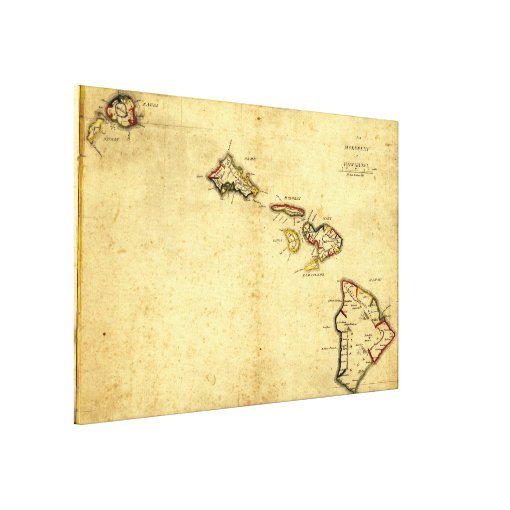 Vintage 1837 Hawaii Map - Hawaiian Islands Canvas Print | Zazzle