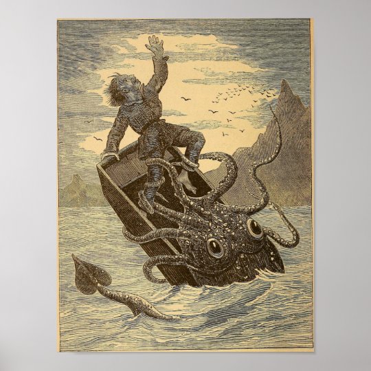 Vintage 1879 Giant Squid Poster | Zazzle.com