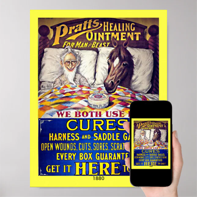 Vintage 1880 Horse Liniment: Pratts Horse Ointment Poster | Zazzle