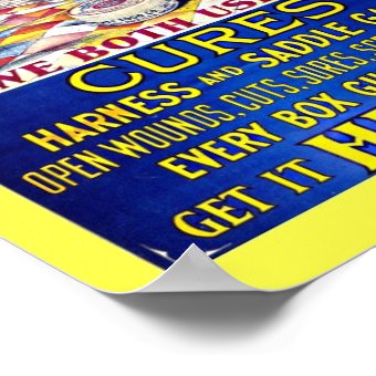 Vintage 1880 Horse Liniment: Pratts Horse Ointment Poster | Zazzle