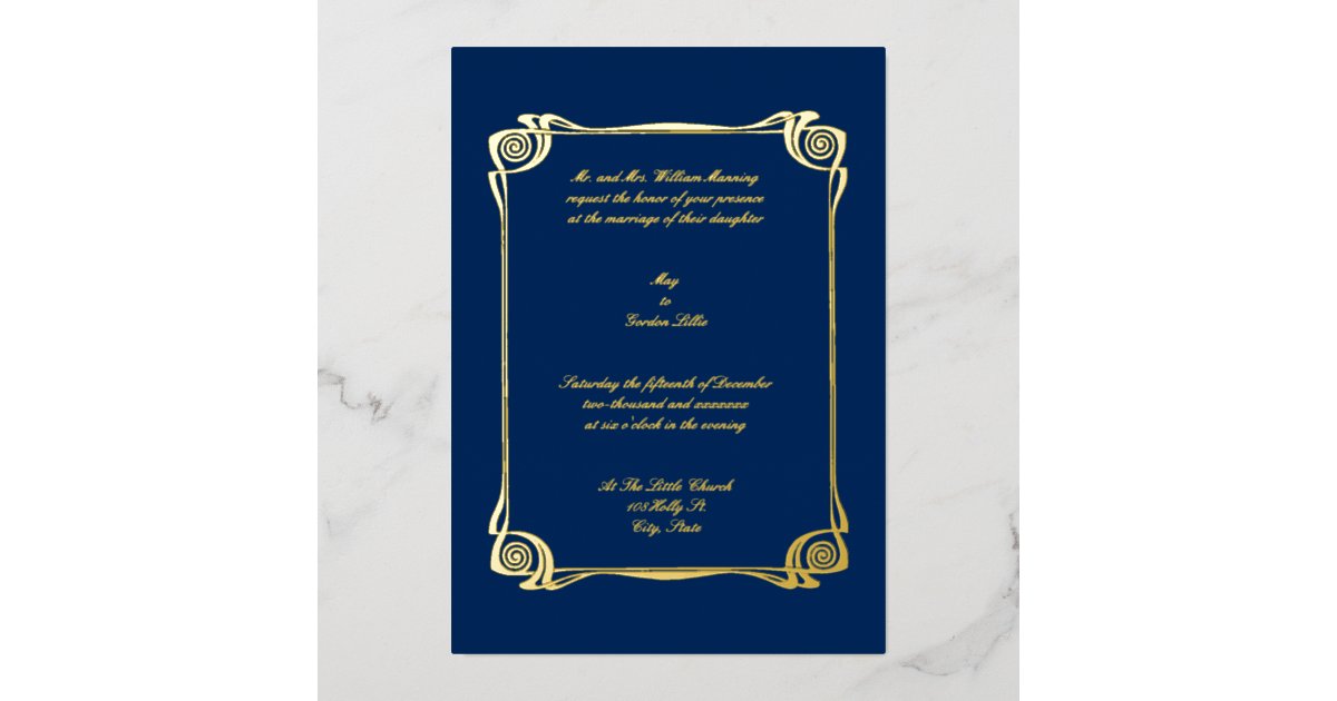 Vintage 1898 Art Deco or Art Nouveau Border Foil Invitation | Zazzle