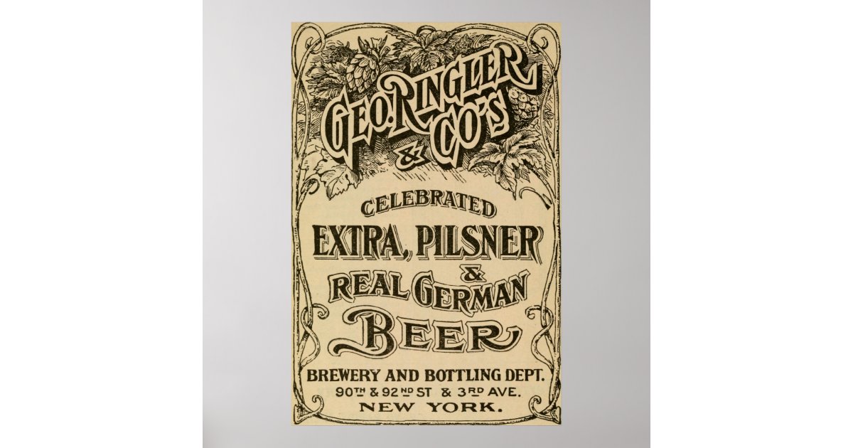 Vintage 1908 Brewery and Beer Ad Poster | Zazzle