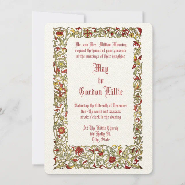 Vintage 1908 Colorful Floral & Foliage Wedding Invitation | Zazzle