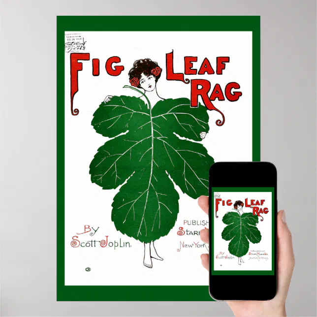 Vintage 1908 Fig Leaf Rag Sheet Music Cover copy Poster | Zazzle